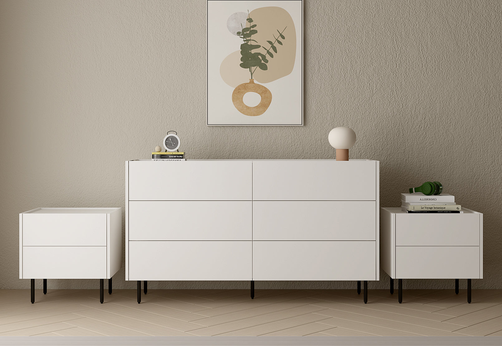 Emerson 6 Drawer Dresser & 2 Drawer Bedside - 3 Piece Bundle